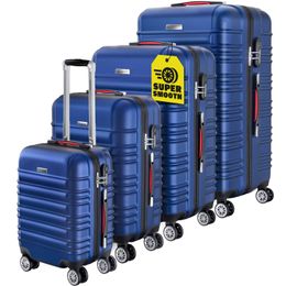 Monzana Hartschalenkoffer Set 4tlg Rollen 360o Blau ABS