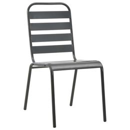 vidaXL Stapelbare Gartenstühle 2 Stk. Stahl Grau