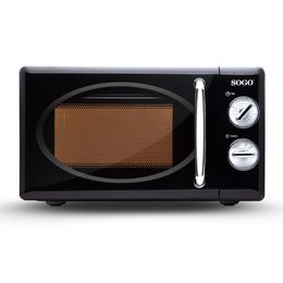 SOGO Retro Mikrowelle freistehend 20 Liter, Mit Timer und Auftaufunktion, 5 Leistungsstufen, 700 Watt, Schwarz