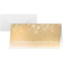 Weihnachtskarten Sigel Golden Christmas Night, DIN lang, Schneeflocken-Motiv, für Drucker/Kopierer geeignet, Umschläge, FSC®-Papier, gold, 25 Stück