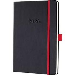 Wochenkalender Sigel Conceptum 2026 C2608, A5, 192 Seiten, 1 Jahr, 2 Seiten für je 1 Woche, PEFC®-Papier/Kunststoff, rot-schwarz