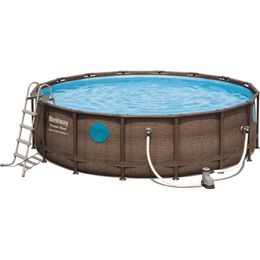 Bestway Power Steel Swim Vista Series Schwimmbecken Swimming Strahlrohr Pool Set 4.88m x 1.22m
