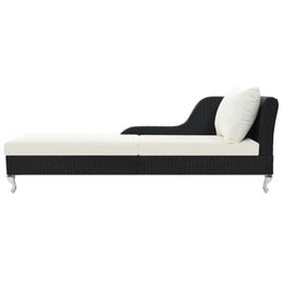 vidaXL Sonnenliege mit Auflage Poly Rattan Schwarz