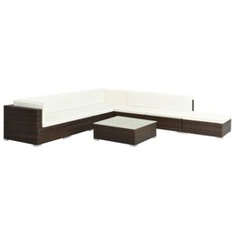 vidaXL 8-tlg. Garten-Lounge-Set mit Auflagen Poly Rattan Braun