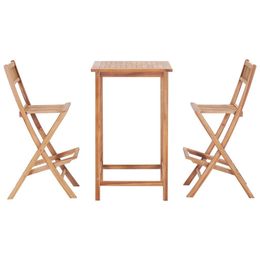 vidaXL 3-tlg. Bar-Set Teak Massivholz