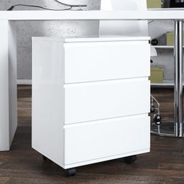 cagü: Design Rollcontainer Bürocontainer CARDIFF Weiß Hochglanz mit 3 Schubladen 47cm x 63cm!