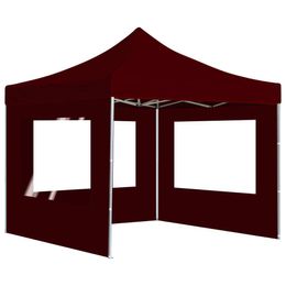 vidaXL Profi-Partyzelt Faltbar mit Wänden Aluminium 3×3m Weinrot