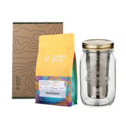 Coffee Circle Cold Brew Sommer Set, Cold Brew Zubereiter + 250 g Kaffee, Brewjar Cold Brew Jar, fruchtig-komplexer Geschmack, gemahlen, in Geschenkbox
