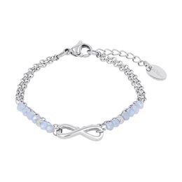 s.Oliver Armband »Infinity/Unendlichkeitsschleife, 2039719, 2039720« mit Glasstein edelstahlfarben-blau + blau 16 cm Mehrreihiges Armband mit...