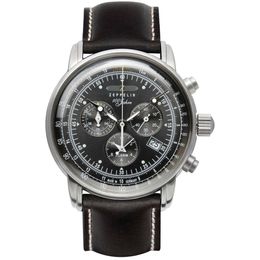 Zeppelin Damen Chronograph "100 Jahre", schwarz, Armbanduhren, Armbanduhr, Quarzuhr, Herrenuhr, Datum, Stoppfunktion, Made in Germany