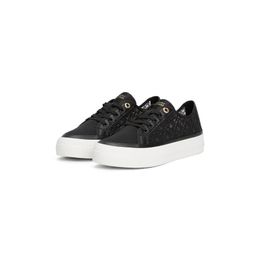Tommy Hilfiger Damen Plateausneaker &raquo;VULC EMBROIDERED SNEAKER&laquo; ,Freizeitschuh, Halbschuh, Schn&uuml;rer mit unterlegter TH-Logostickerei schwarz 39