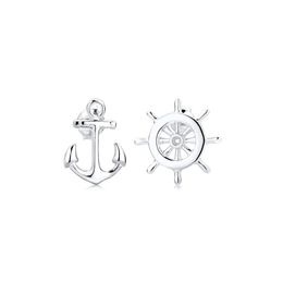 Elli Damen Paar Ohrstecker "Ohrstecker Steuerrad Anker 925 Sterling Silber", onesize, ohne Stein, Silber 925 (Sterlingsilber), silber, Silber 925