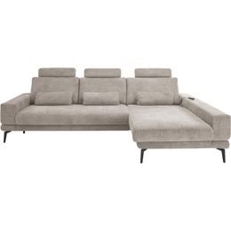 Ecksofa, B:293cm H:85cm T:180cm, grau, SET ONE BY Musterring, 100% Polyester, Wohnzimmer, Sofas, "SO 3600, inkl motor. Sitztiefenverstellung,
