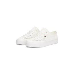 Tommy Hilfiger Plateausneaker »TH OPEN MESH VULC SNEAKER«, Freizeitschuh, Halbschuh, Schnürschuh mit Logoflagge ecru 42 42 Schnürer mit...
