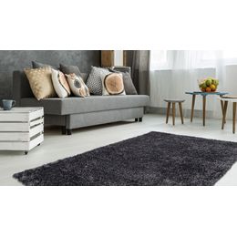 Hochflor-Teppich Kayoom, B:80cm H:45mm L:150cm, grau, Kunstfaser, Teppiche, "Diamond 700", weiche Microfaser, Langflor, Shaggy, Melange, Wohnzimmer