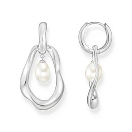 Thomas Sabo Damen Paar Creolen "Natural Beauty Statement-Creolen mit Anh&auml;nger, Bold Elegance", Perlen Silber 925 (recycelt), bunt, Perlen, Silber 925