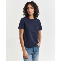 Gant T-Shirt »REG TONAL SHIELD SS T-SHIRT« Rundhals, Ton in Ton Stickerei EVENING BLUE S S Rundhalsshirt von Gant