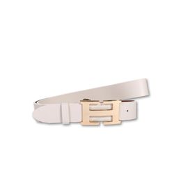 Silbergift Damen Koppelg&uuml;rtel, beige, Gr. 85, unifarben, Rindsleder, G&uuml;rtel, mit grafischer goldfarbener G&uuml;rtelschnalle