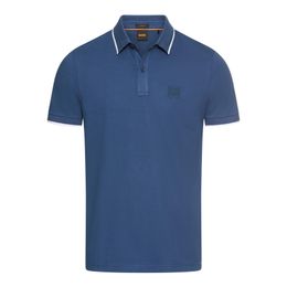 BOSS Orange Herren Poloshirt "Passertip", blau, Gr. L, Piqué, Obermaterial: 95% Baumwolle, 5% Elasthan, Shirts, mit BOSS Logo-Badge