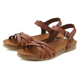 Lascana Sandale »Sandalette, Sommerschuh« aus Leder mit komfortablem Korkfußbett braun 45 45 Aus Leder gefertigt