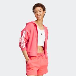 Kapuzensweatshirt adidas Sportswear "W 3S FT FZ HD", Damen, Gr. XS, wei&szlig; (semi turbo, wei&szlig;), Obermaterial: 55% Baumwolle, 36% Polyester, 9% Viskose, normal, Rundhals, Sweatshirts