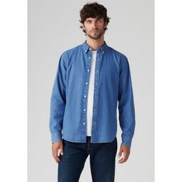 Levi's LEVI'S Herren Langarmhemd "AUTHENTIC BUTTON DOWN"woodrow mid wash, Gr. XXL, Web, Obermaterial: 100% Baumwolle, Hemden, mit Ton-in-Ton Logostickerei
