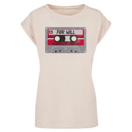 F4NT4STIC T-Shirt 'Stranger Things Cassette For Will Netflix TV Series' Damen Gr&ouml;&szlig;e S sand / grau / rot / schwarz