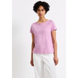 Street One Damen T-Shirt, rosa, Gr. 34, unifarben, Web, 100% Baumwolle, Shirts, farbig
