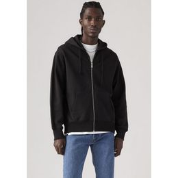 Levi's Kapuzensweatjacke LEVI'S, Herren, Gr. L, schwarz (schwarz agate garment), Sweatware, Obermaterial: 88% Baumwolle, 12% Polyester, unifarben, bequem hüftbedeckend, Rundhals, Bündchen, Sweatjacken, mit Logo-Stickerei