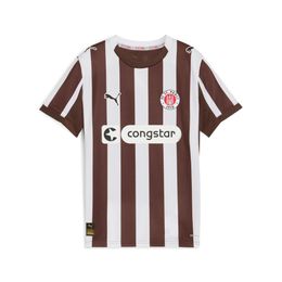 Puma Mädchen Trainingstop "FCSP HOME JERSEY JR", braun, Gr. 152, gestreift, Web, Obermaterial: 100% Polyester, Tops