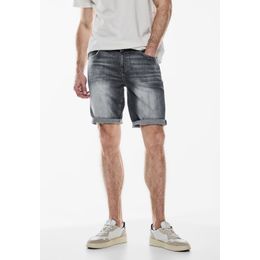 Street One MEN Herren Bermudas, grau, Gr. 34, unifarben, Web, 99% Baumwolle, 1% Elasthan, Hosen, 5-Pocket-Style