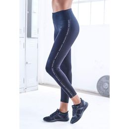 active by Lascana LASCANA ACTIVE Leggings schwarz Gr. M (40/42) f&uuml;r Damen. Mit Logoschriftzug, Logodruck. Figurbetont. Nachhaltig.