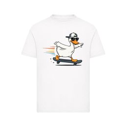 F4NT4STIC Shirt 'Coole Ente auf Skateboard Spa&szlig;' boy White size 110/116