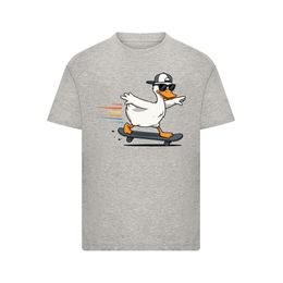 F4NT4STIC T Shirt 'Coole Ente auf Skateboard Spa&szlig;' Jungen Gr&ouml;&szlig;e 146/152 gelb / grau / gr&uuml;n / wei&szlig;