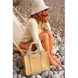 maison héritage PARIS Leder-Henkeltasche "Milo" in Beige - (B)36 x (H)27 x (T)18 cm - 73% | Damen-taschen