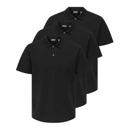 Only & Sons ONLY & SONS 3er-Set: Poloshirts "Gordon" in Schwarz - 61% | Gr&ouml;&szlig;e M | Herren-plussize