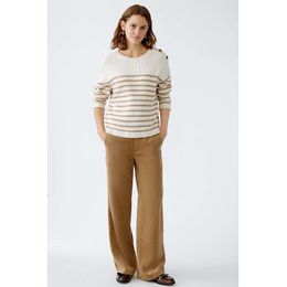Oui Pullover in Wei&szlig;/ Camel - 61% | Gr&ouml;&szlig;e 36 | Damen-pullover-cardigans