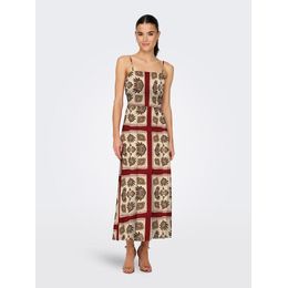 Only Kleid "Nova" in Beige/ Rot - 70% | Gr&ouml;&szlig;e M | Damen-kleider