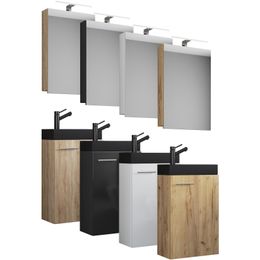 Vcm 3-tlg Set Waschplatz f&uuml;r G&auml;ste WC G&auml;stebad Toilette Waschtisch mit Spiegelschrank Badm&ouml;bel Badezimmer Set &ndash; Slito SC-BL