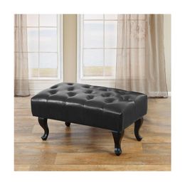 MCW Ottomane Chesterfield Oxford, Sitzhocker Fu&szlig;ablage Hocker, wasserabweisend Kunstleder 39x77x47cm~ schwarz