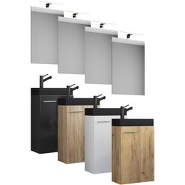 Vcm 3-tlg Set Waschplatz f&uuml;r G&auml;ste WC G&auml;stebad Waschtisch mit Spiegel Badezimmer Set &ndash; Slito SP-BL