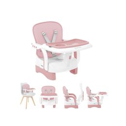 Kikkaboo Kinderstuhl, Boostersitz Chewy, Doppeltablett, Sicherheitsgurt, faltbar rosa
