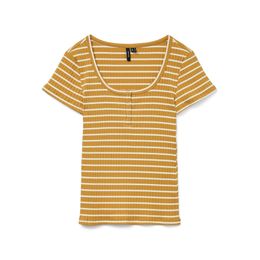 V&eacute;ro Moda Vero Moda T-Shirt 'VMSEA' Damen Gr&ouml;&szlig;e L goldgelb / wei&szlig;