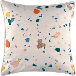 Kissenhülle Esprit "Bastian" Gr. 1, bunt (beige, blau, orange), B:40cm H:0,5cm L:40cm, Polyester, Polyester, Kissenbezüge