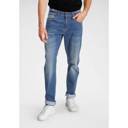 H.I.S. Comfort-fit-Jeans H.I.S "ANTIN", Herren, Gr. 40, L&auml;nge 36, blau (mid blau), Denim/Jeans, Obermaterial: 78% Baumwolle, 20% Polyester, 2% Elasthan, bequem lang, Jeans, bequeme Passform, gerades Bein, mit Used-Waschung