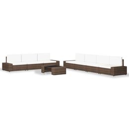 The Living Store 8-tlg. Garten-Lounge-Set Poly Rattan Braun