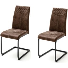 Esszimmerstuhl MCA furniture "Aosta", braun (braun, metall schwarz matt lackiert), B:42cm H:95cm T:59cm, 100% Polyester, Stühle, Stoffbezug Vintagelook, Stuhl belastbar bis 120 Kg