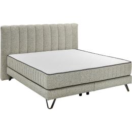Boxspringbett "Baldwin", grün, B:202cm L:212cm, 95% Polyester, 5% Cotton, SET ONE BY Musterring, Komplettbetten, Liegefläche 180 x 200 cm, Duo-Matratze, Kopfteil mit Steifensteppung