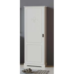 Garderobenschrank Home Affaire "Lille Mehrzweckschrank Breite/Höhe: 67/187 cm", weiß, B:67cm H:187cm T:37cm, Massivholz, Schränke, aus massiver Kiefer, mit schöner Lilien-Fräsung, Jugendstil-Griffe