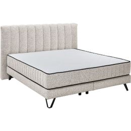 Boxspringbett "Baldwin", braun (macchiato), B:202cm L:212cm, 100% Polyester, SET ONE BY Musterring, Komplettbetten, Liegefläche 180 x 200 cm, Duo-Matratze, Kopfteil mit Steifensteppung